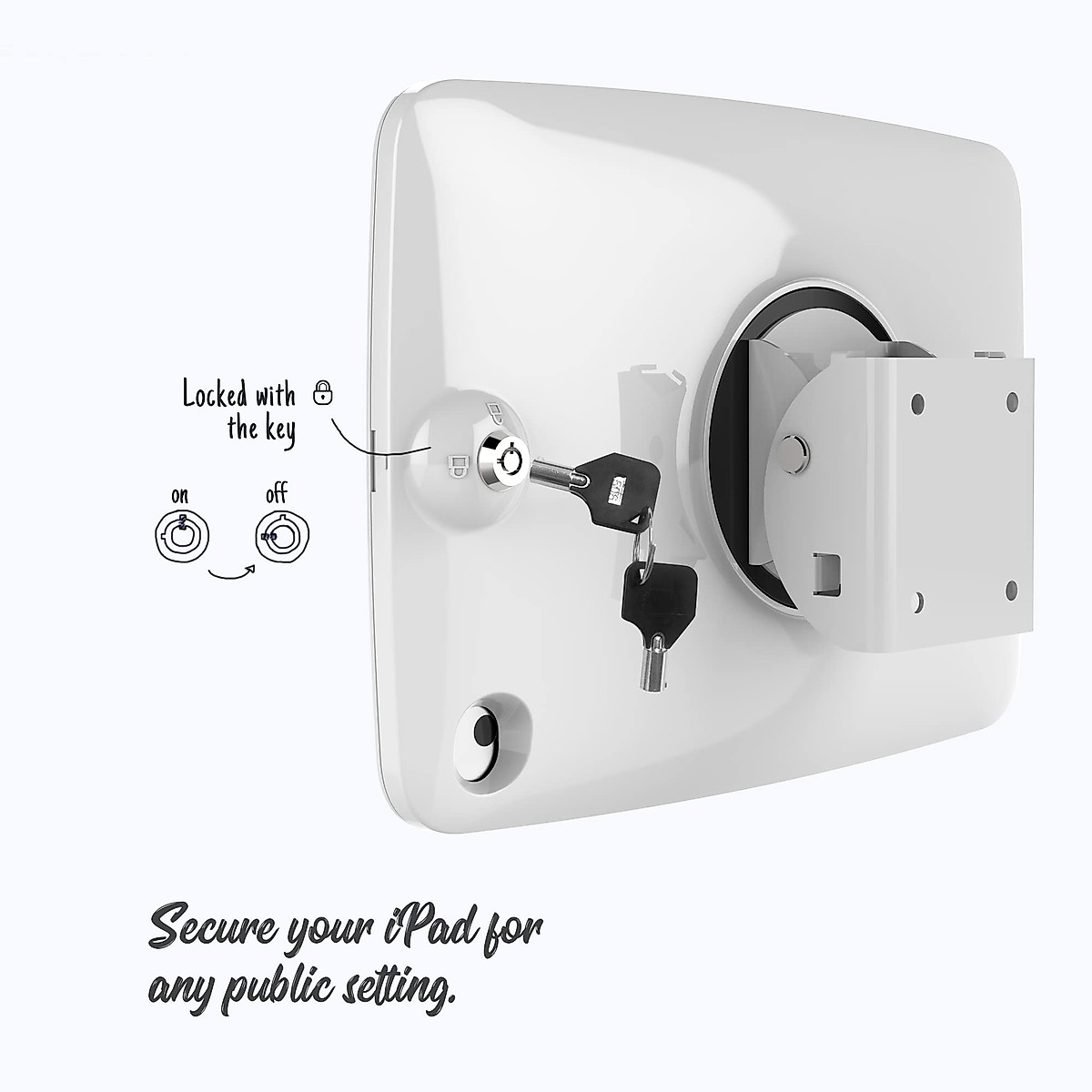 Beelta Tablet Wall Mount Compatible with 10.2 inch iPad 7th 8th 9th Gen Lockable Tiltable Anti Theft Security Adjustable