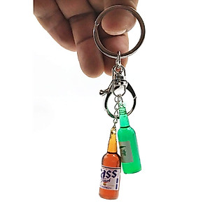 GARASANI Korean Soju and Beer Bottle Miniature Key Chain Key Ring Unique Bottle (Soju and Beer)
