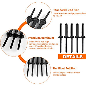 3/16" x 1" Tri Grip Rivets - 50PCS - Tri-fold Marine Decorative Pop Rivets with Waterproof O Rings,Tri-Grip Rivets for Boat Canoe,Aluminum Blind Rivets Tri Grip Boat Kayak Rivets,Trifold Rivets