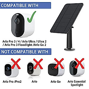 4W 6V Solar Panel Compatible with Arlo Pro 3/Pro 4/Arlo Ultra/Ultra 2 & Arlo Go 2 only, Includes Secure Wall Mount, IP65 Weatherproof,13.1ft Power Cable-Black