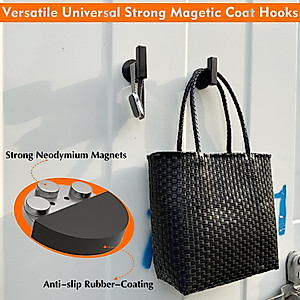 MUTUACTOR Magnetic Coat Hooks,2Pack Magnetic Mount Coat Hanger Hooks for Hanging,Non-Slip Strong Magnetic Hooks Heavy Duty for Metal Door Cruise Cabins Fridge Shelf