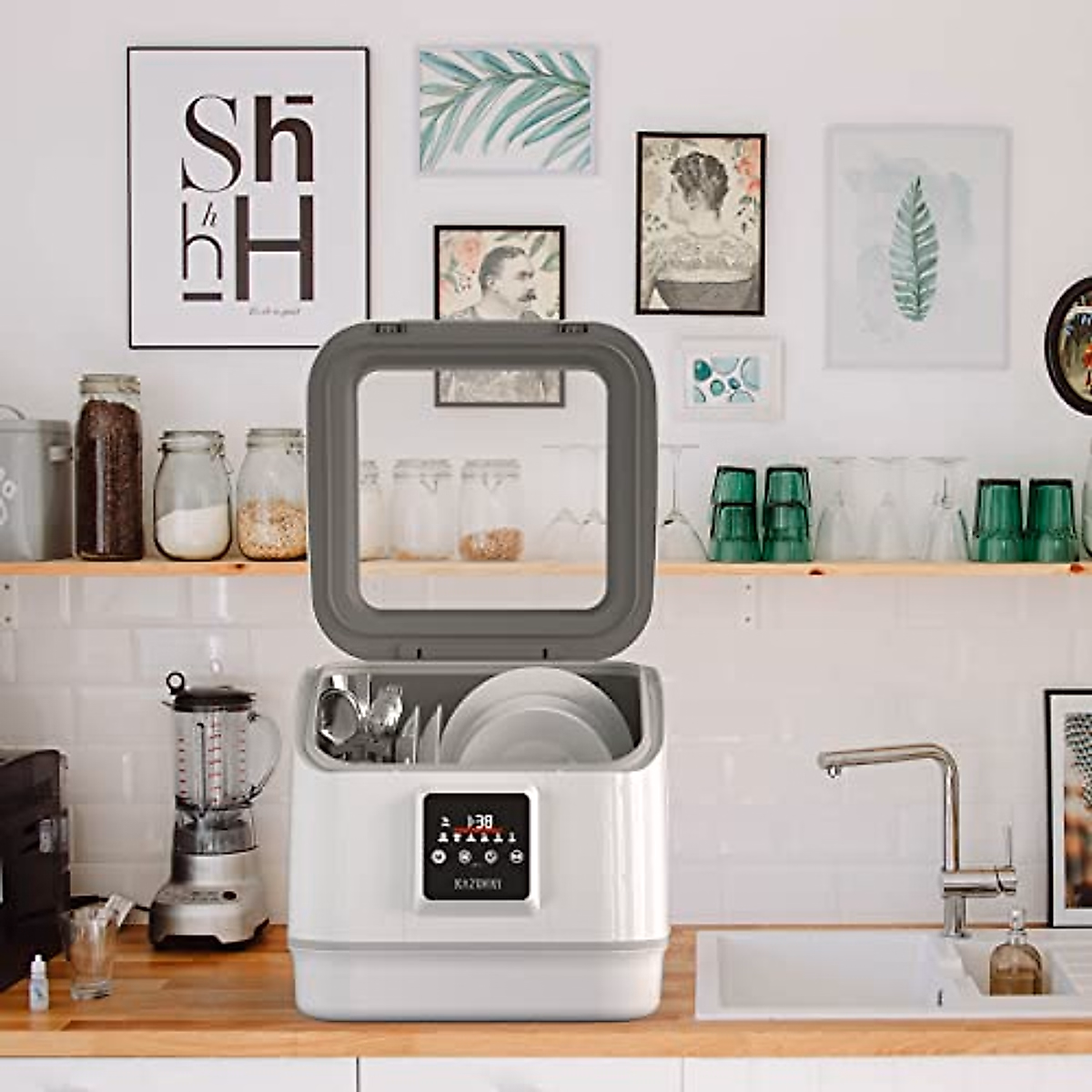 Razorri Countertop Automatic Dishwasher DOE with Inlet Hose, 7 Washing Modes, Air Dry, Anti-Leak Design, Fruit & Vegetable Cleaning, Baby Product Sterilization, Compact for Apartment, Dorm Room, RV