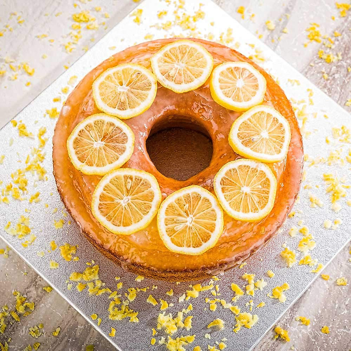 Restaurantware Pastry Tek 12 Inch Cake Board 1 Durable Cake Drum - Square Covered Edges Metallic Silver Paper Cake Base Disposable For Birthdays Weddings Or Parties