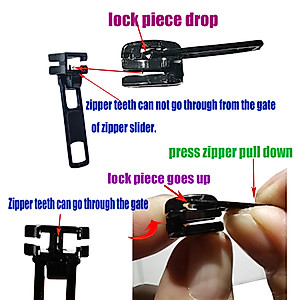 Zipper Pull 12 Pcs, Replacement Zipper Slider,Zipper Repair Kit #5, Fix Zipper Repair Kit for Repairing Coats ,Jackets , Metal Plastic and Nylon Coil Zippers.