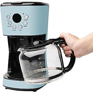 Haden Heritage 12 Cup Programmable Vintage Retro Home Coffee Maker Machine with Vintage Retro 0.7 Cu Ft 700W Countertop Microwave Oven, Blue