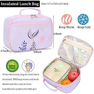 JIANYA Girls Backpack for School Kids Bookbag Kindergarten Elementary Backpack Lunch Box Set, Light Blue