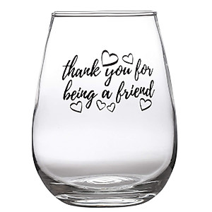 Artisan Owl White Shady Pines Retirement Home 15oz Coffee Mug and Thank You For Being A Friend 17oz Stemless Wine Glass Bundle