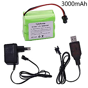 Parts & Accessories 7.2V 3000mah NI-MH Battery Pack X Model with Charger Set for Remote Control Electric Toy Tool Boat Toy Accessories 7.2V Battery - (Color: 1B EU)