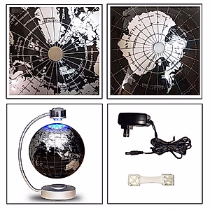 Magnetic Levitation Floating Globe NHSUNRAY 8'' Levitation Rotating Ball LED Illuminated World Map Earth for Desktop Office Home Decor (Black)