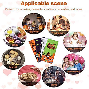 YNGRUE Halloween Cellphane Candy Bags, 100 Pcs Halloween Plastic Clear Treat Bags, Clear Plastic Trick or Treat Bags for Candy Cookie Goodies with Twist Ties for Halloween Party Supplies (7 colors)