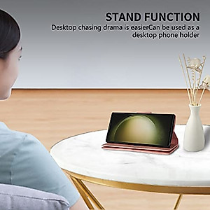 YWKJ Compatible with Samsung Galaxy S23 Ultra Case Wallet with RFID Blocking Card Slot Flip Leather Zipper with Strap Protective Phone Case for Samsung Galaxy S23 Ultra Wallet Case(Pink-6.8 inch)