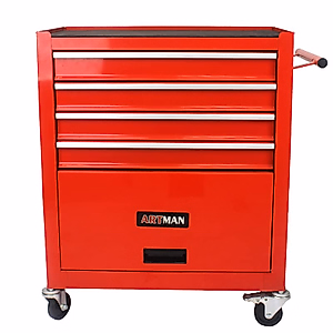 nifoti 4 Drawers Tool Cart on Wheels,Rolling Tool Box Tool Storage， Drawers Rolling Tool Box Organizer Tool Case for Garage, Warehouse, Workshop, Repair Shop (4 Drawers(Red))