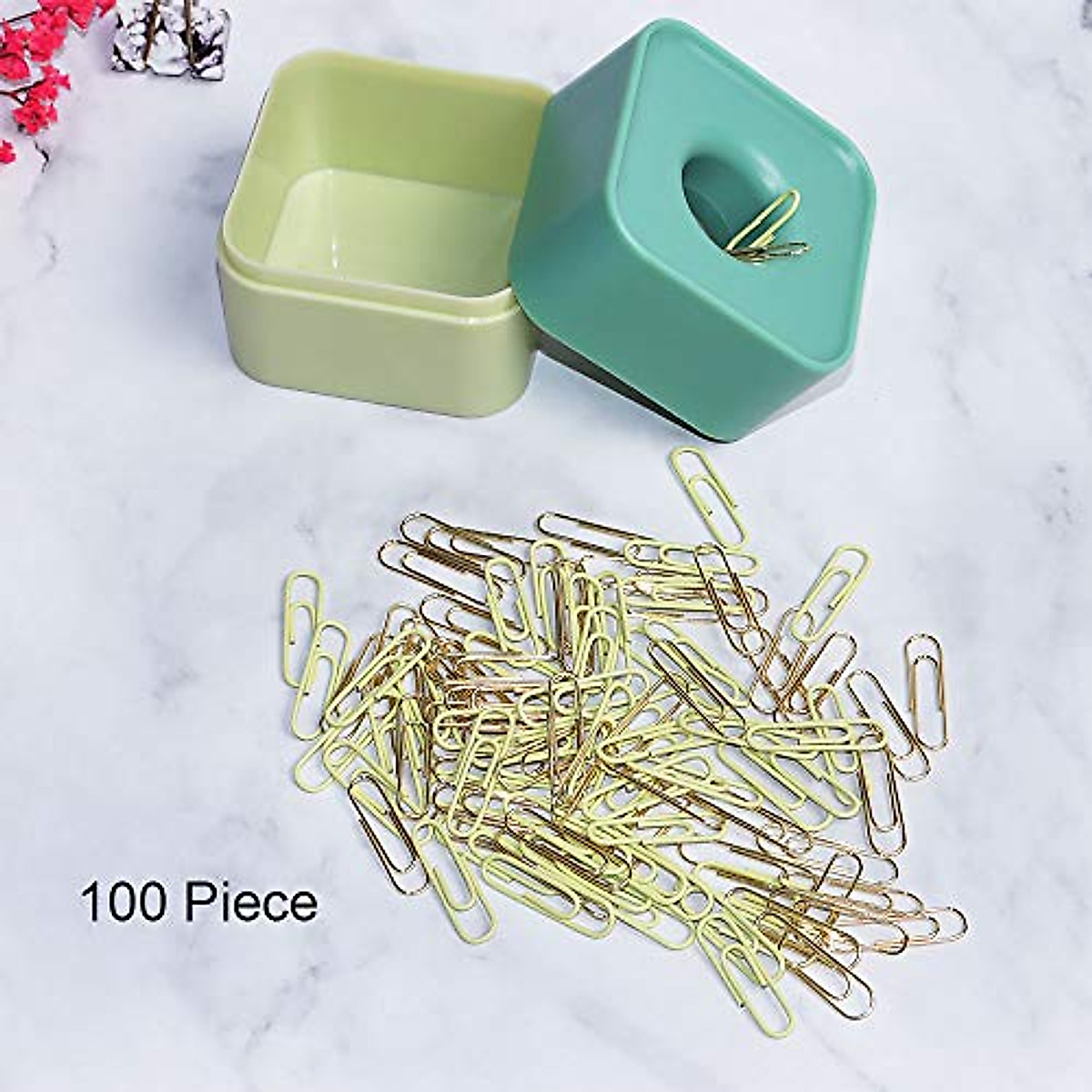 MultiBey Paper Clips Medium Paperclips Holder Built-in Magnetic Dispenser for Office Supplies Desk Organizer, 100 Clips per Box (Green)