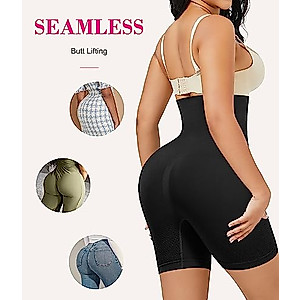 Nebility Women Waist Trainer Shapewear Tummy Control Body Shaper Shorts Hi-Waist Butt Lifter Thigh Slimmer (3XL/4XL, Black)