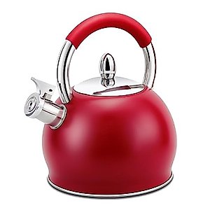 Stovetop Tea Kettle Whistling Teapot Tea Kettle 3L Whistling Tea Kettle 304 Stainless Steel Whistle Kettle Teapot Universal Stovetop Kettle Stove Top Kettle Tea Pot (Color : Red, Size : 20 * 24.5cm)