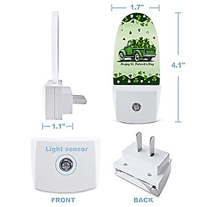 RisQiten St. Patrick's Day Night Light, LED Plug in Night Light, Green Truck Gold Lucky Clover Night Lights with Dusk to Dawn Sensor Decorative Kids/Adults Nightlight for Bedroom Bathroom