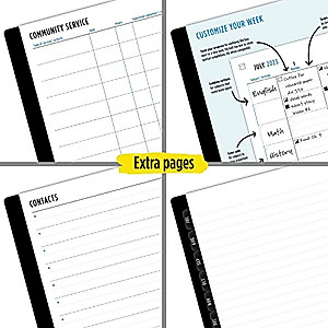 Five Star 2023-2024 Academic Planner + Study App, Weekly & Monthly Advance Student Planner with Spiral Guard, 5-1/2" x 8-1/2", Small, Black (TAW4590524)