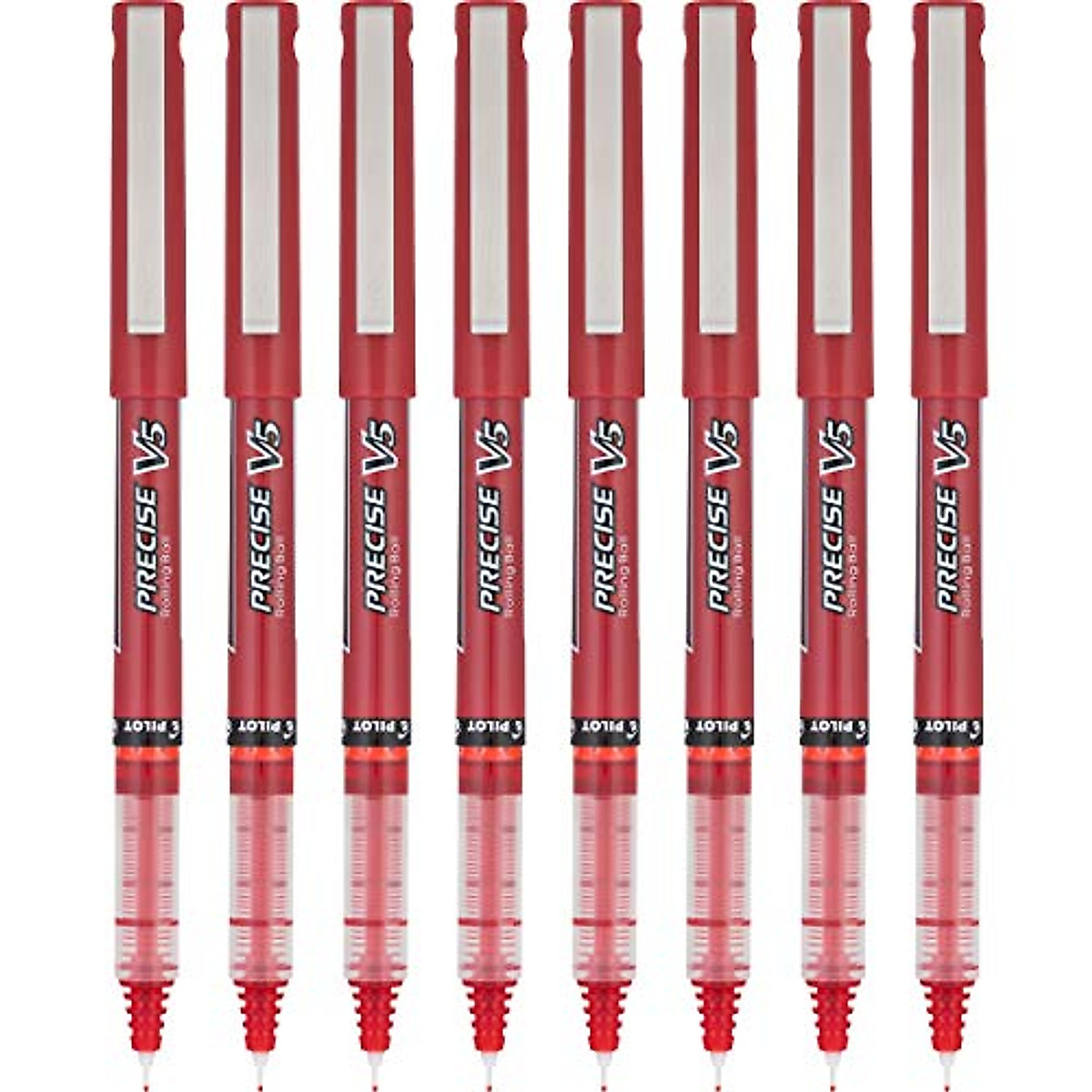 PILOT Precise V5 RT Refillable & Retractable Liquid Ink Rolling Ball Pens, Extra Fine Point (0.5mm) Red, 8-Pack (15328) (PV5B8RED-AMZ)