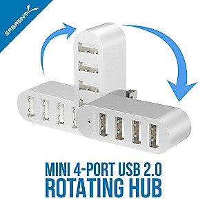 SABRENT Premium 4 Port Aluminum Mini USB 2.0 Hub + 22AWG 6 Feet USB 2.0 Extension Cable