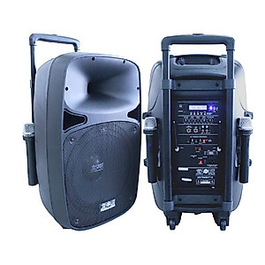 Absolute USA USPROBAT15 2500 Watts Max Power Speaker Built-in Battery/Bluetooth/Amplifier/SD/USB/FM Radio