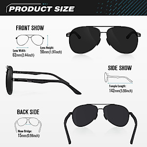 WEAROYO Premium Al-Mg Alloy Pilot Sunglasses for Men Women Polarized Dark, UV400 Protection for Driving Golf Fishing