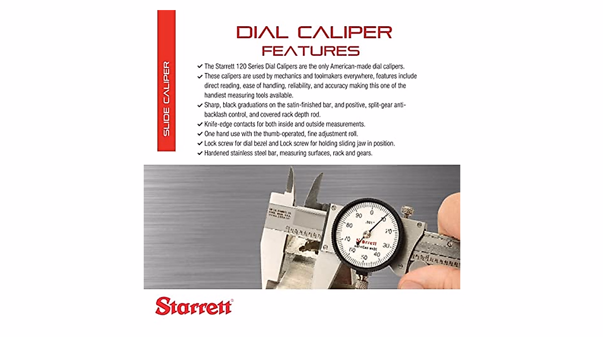 Starrett 120 Series Dial Calipers - Precise 0-6" Measurements