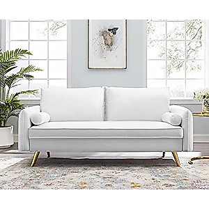 Modway Revive Performance Velvet Sofa, White , 32.5 x 72 x 33.5