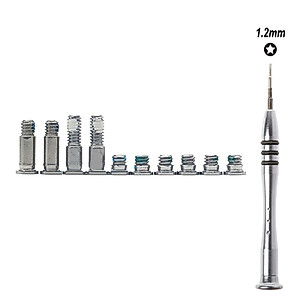 Bfenown Replacement 10pcs/Set Bottom case Screws + 1pcs 5 Point Pentalobe Screwdriver for MacBook Air 13” A1932 Retina 2018 2019, A2179 2019 2020 Years MC 3302, A2337 M1 GPU EMC 3598 2020 (Silver)