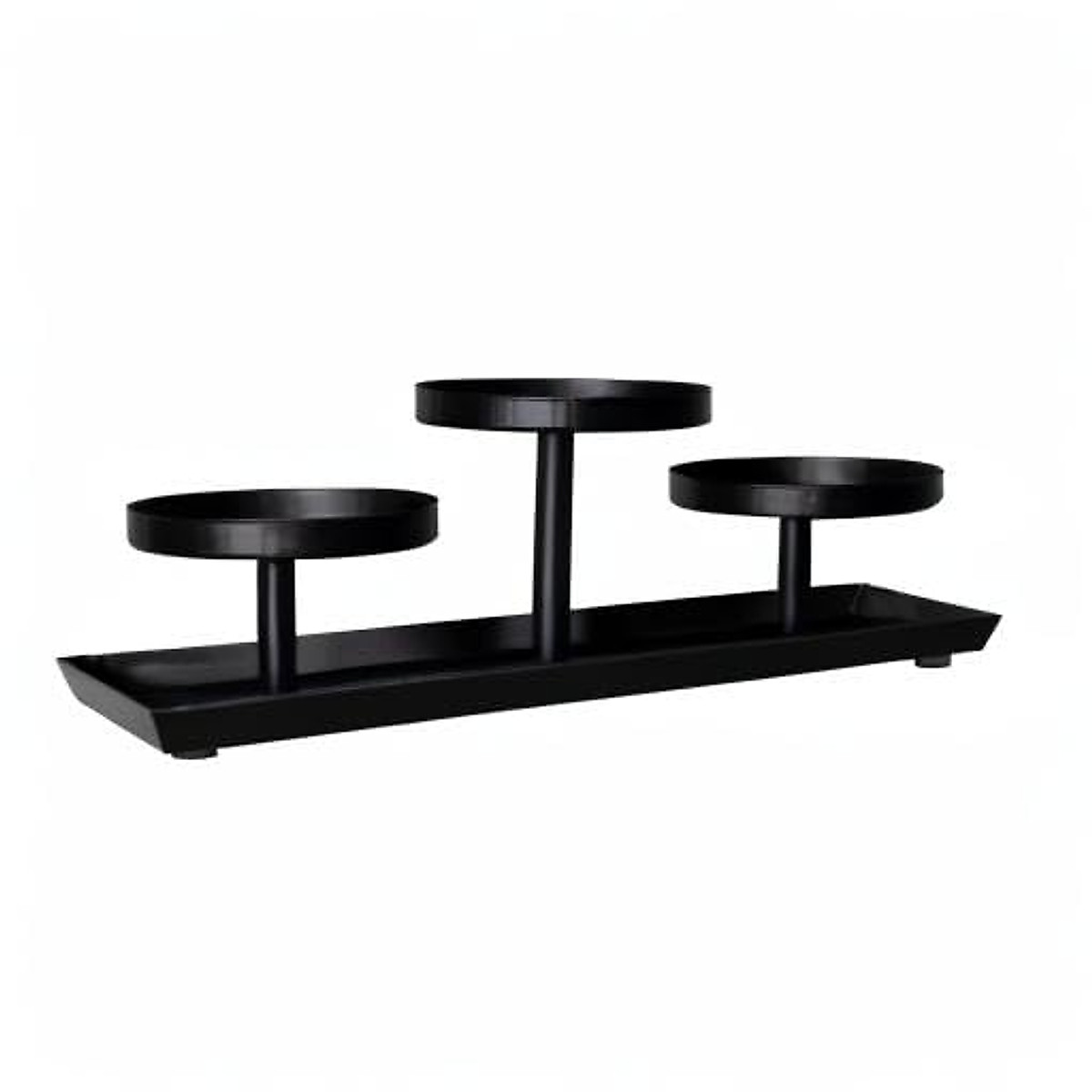 Stratton Home Decor Candle Candelabra Centerpiece | Small Black Pillar Candle Stand with a Matte Finish | Rustic Metal Pillar Candle Holder Decor for Tabletops and Counters | 11"x3.5"x3.5"