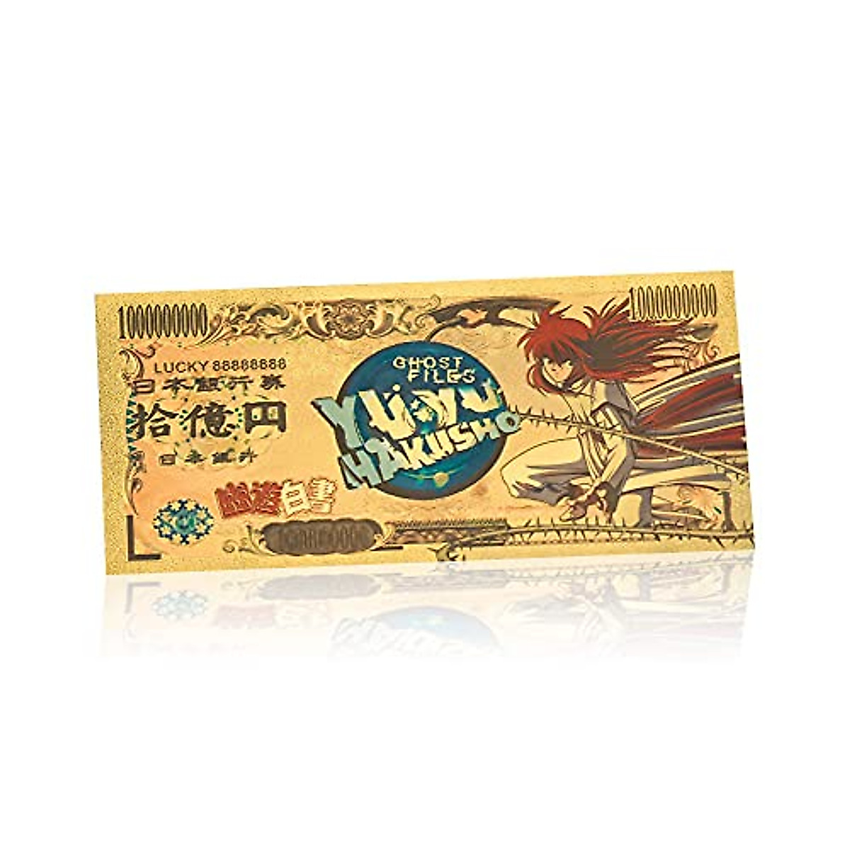 YJacuing Anime Yu Yu Hakusho Gold Coated Banknote, Limited Edition Collectible Bill Bookmark (5 PCS Collection)