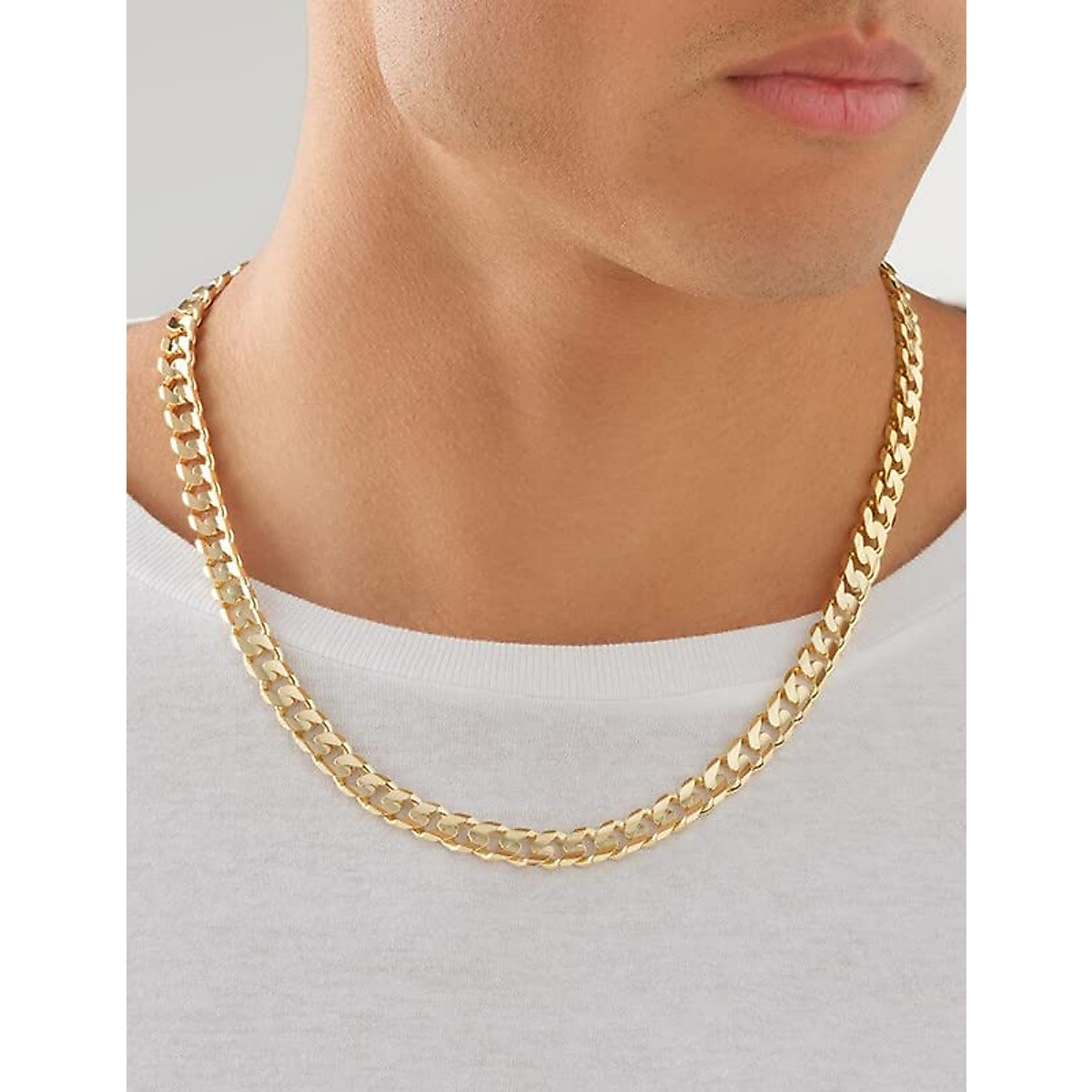 Waitsoul 925 Sterling Silver Cuban Chain Lobster Clasp 8mm 18K Gold Over Cuban Link Curb Chain Necklace for Women Men Diamond Cut 20 Inches