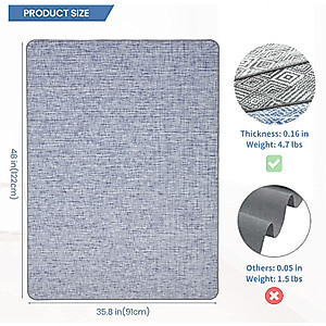 RccugmatS Chair Mat for Hardwood & Tile Floor, 36" x 48" Heavy Duty Office Chair Mat for Rolling Chairs, Anti Slip, Non-Curve, Floor Protector for Home Office, Blue White