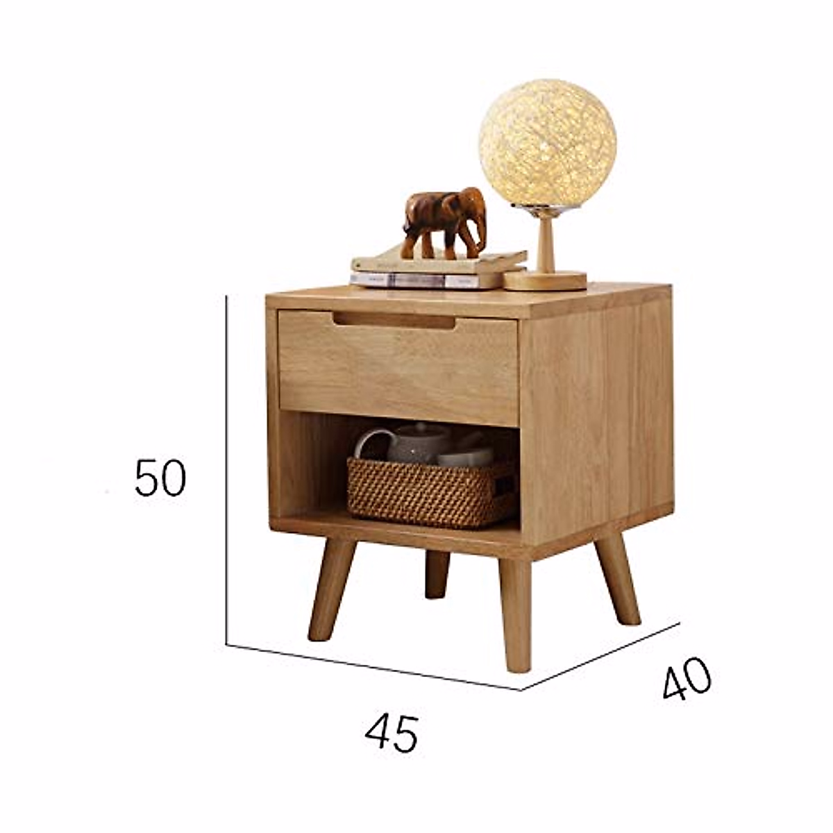 CXDTBH Wood Rectangle Side Accent Living Room Storage Shelf End Table, Nightstands Bedroom Furniture Solid