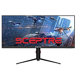 Sceptre 34" IPS UltraWide QHD 3440 x 1440 21:9 Gaming Monitor up to 144Hz DisplayPort HDMI 99% sRGB 1ms Height Adjustable Black 2021 (E345B-QUT168)