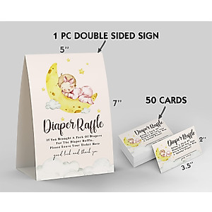 Diaper Raffle Tickets for Baby Shower Sign，Baby Shower Invitations with Diaper Raffle Cards - Baby Shower Games for Girl(1 Sign with 50 Raffle Tickets) Toctose015