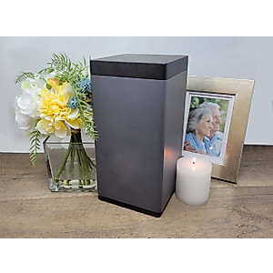 Modern Slate Gray Solid Wood Cremation Urn Made of Solid Wood - Haven Wooden Cremation Urn Large (Haven Slate Gray Cremation Unr)