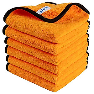 MR.SIGA Professional Premium Microfiber Towels for Household Cleaning, Dual-Sided Car Washing and Detailing Towels, Gold, 15.7 x 23.6 inch, 6 Pack