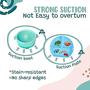 VaBa Du Baby Feeding Set - 10-Pack - Easy Baby Led Weaning - Adjustable Bib, Food Feeder, Utensils, Dish & Suction Bowl with Lid, and Sippy Cup