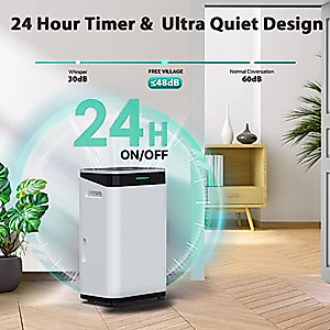 FREE VILLAGE Dehumidifier, 45 Pint (50 Pint Under 90°F/90% RH) Dehumidifiers for Home Up to 3500 Sq. Ft, Digital Control Panel, Auto Drainage, 24 Hr Timer, Dehumidifier for Basement, Bathroom, Bedroom
