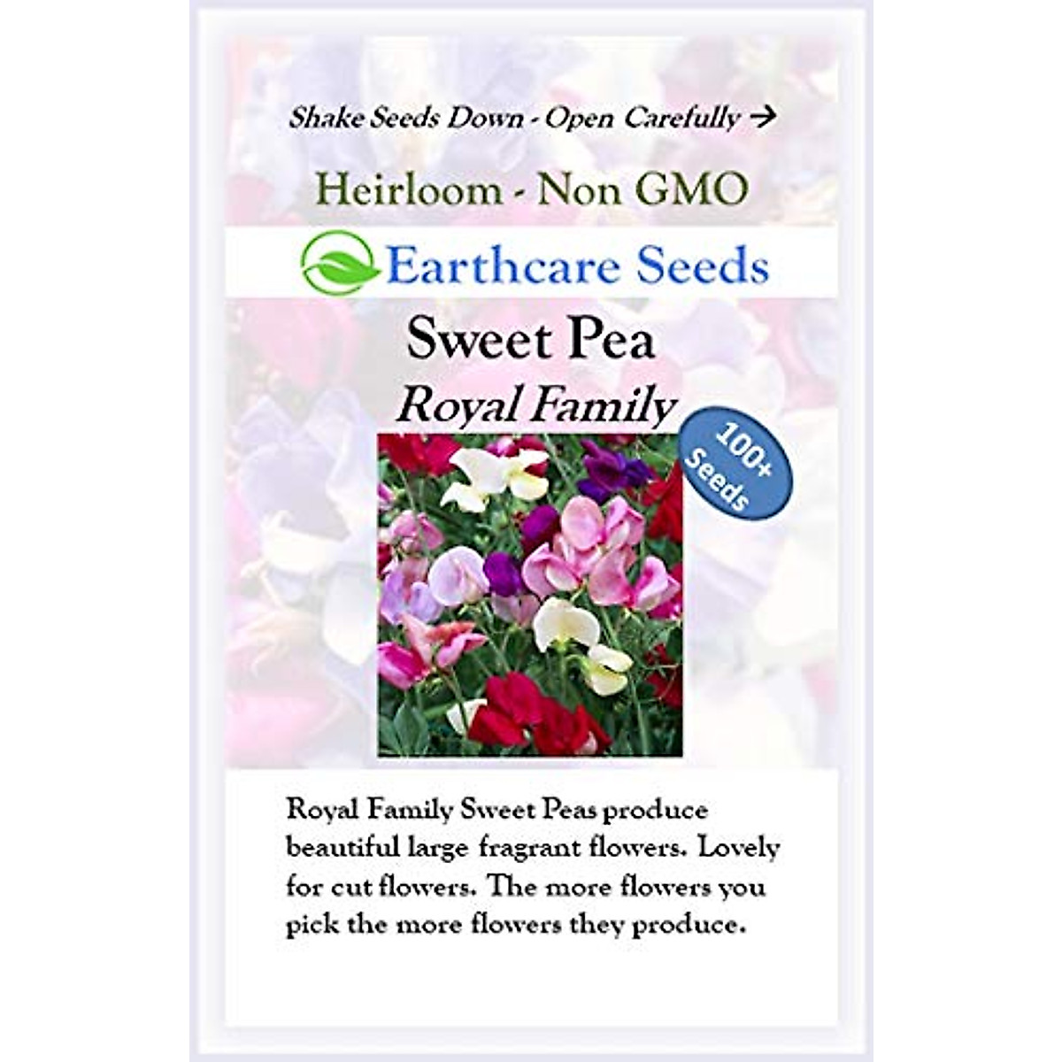 Earthcare Seeds Fragrant Sweet Peas 100 Seeds Royal Family (Lathyrus odoratus)