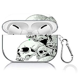 POKABOO AirPods Pro Case, Clear Soft TPU Protective Cover Case for AirPods 3 (Front LED Visible) Wireless Charging AirPods Pro Case with Keychain (Skull)