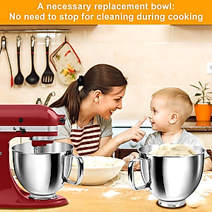 JEASOM 5QT Mixer Bowl for KitchenAid Stand Mixers, 304 Stainless Steel Mixing Bowl Replace for KitchenAid Classic&Artisan 4.5/5QT Tilt-Head Mixer, Non-Slip Handle Designed for Kitchen Aid Mixers Bowl