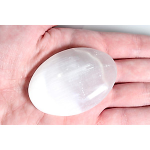 MINERALUNIVERSE Natural Selenite Crystal Palm Stone Worry Stone – Healing Stone - Large Crystal Selenite Spiritual Healing Massage Palmstone