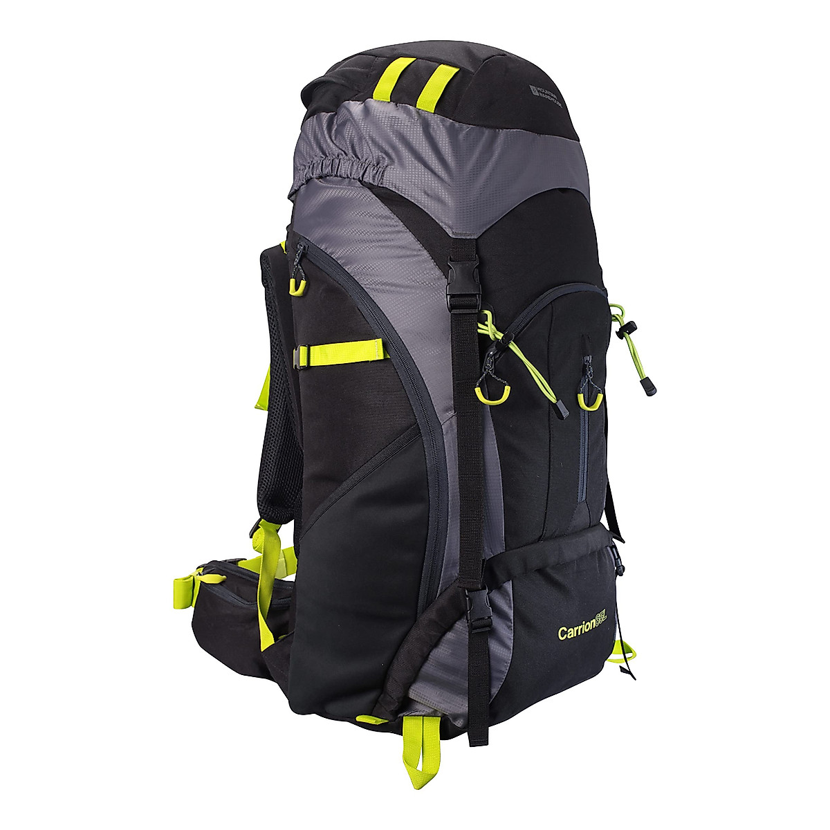 Mountain Warehouse Carrion 65L Rucksack - Padded Back Daypack Bagback Charcoal