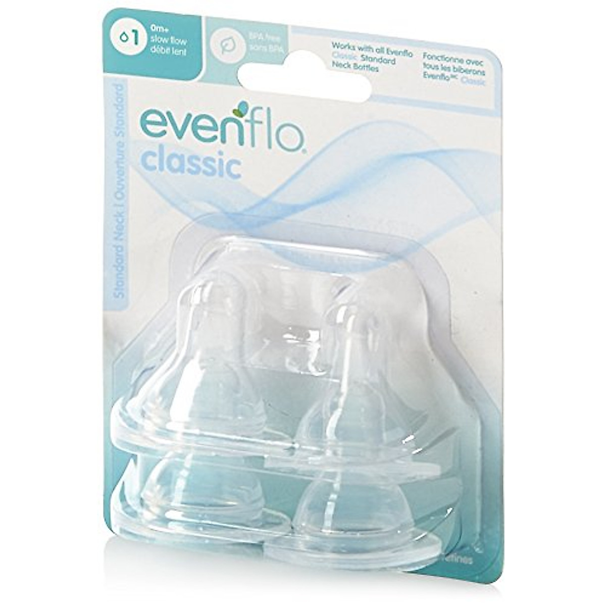 Evenflo 4 Pack Classic Silicone Nipple, Slow Flow