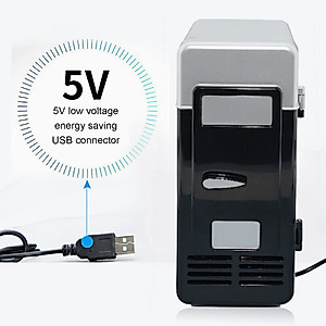 PUSOKEI Car Fridge, Isolated Cooling, Mini Fridge with Cooling and Heating Function, USB Powered, Energy Saving Semiconductor, Low Decibel, for Cosmetics Beverages(Black)