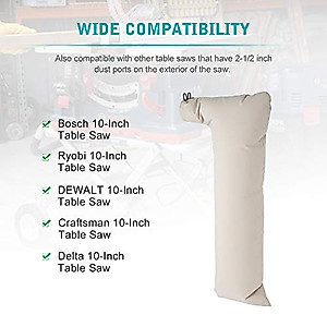 LANMU Table Saw Dust Collector Bag Compatible with Bosch/Dewalt/Ryobi/Craftsman/RIGID/Delta/Porter Cable/Makita/Metabo/Kobalt/Skilsaw 10" Tablesaws with 2.5" Dust Port