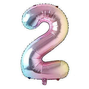 40 inch Rainbow Gradient Colorful Big Size Number Foil Helium Balloons Birthday Party Celebration Decoration Large globos (40 inch Rainbow 2)