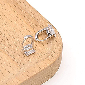925 Sterling Silver Cubic Zirconia Princess Cut Huggie Earrings Studs