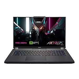 GIGABYTE AORUS 7: 17.3" FHD 1920x1080 360Hz, NVIDIA GeForce RTX 4060 Laptop GPU 8GB GDDR6, Intel Core i5-12500H, 16GB DDR4 RAM, 512GB SSD, Win11 Home (AORUS 7 9KF-E3US513SH), Black